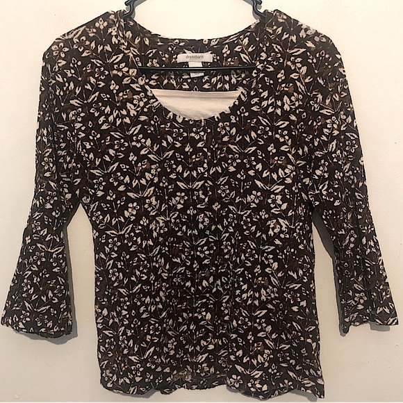 Dress Barn | Tops | Dressbarn Brown And White Floral Top Sz Med | Poshmark